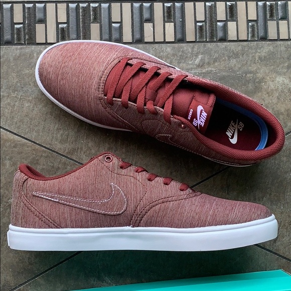 Nike | Shoes | Nike Sb Check Solar Canvas Premium Dark Team Red | Poshmark